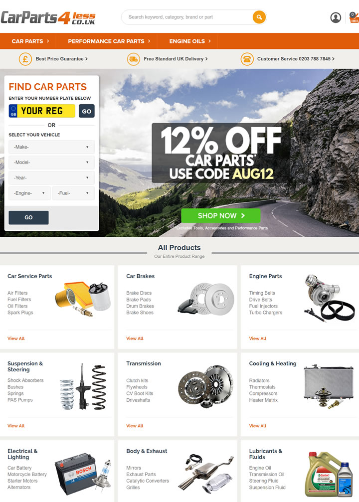 英國在線汽車和面包車零件商店：Car Parts 4 Less 英國購物網站 MeetKK