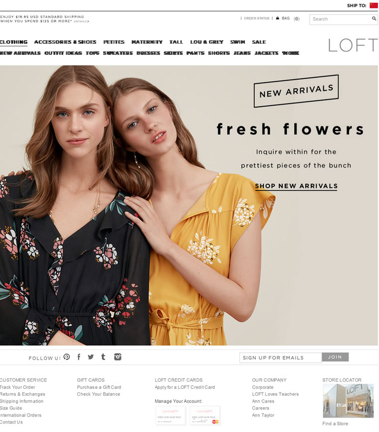 美國知名的女性服飾品牌：LOFT（洛芙特） 美國購物網站 MeetKK