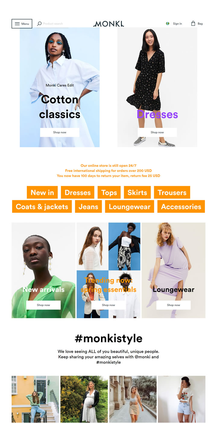 Monki官網：斯堪的納維亞的獨立時尚品牌 瑞典購物網站 MeetKK