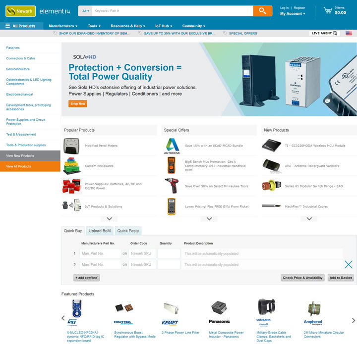 美國電子元器件分銷商：Newark element14 美國購物網站 MeetKK