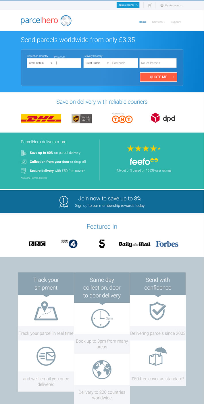英國最大的在線快遞公司之一：ParcelHero 英國購物網站 MeetKK