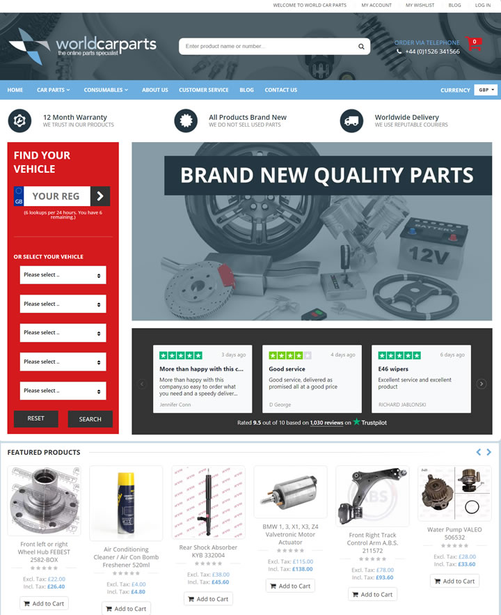 世界汽車零件：World Car Parts 英國購物網站 MeetKK