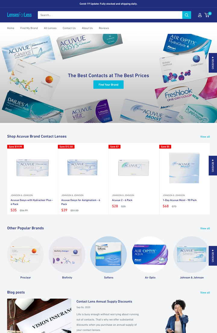 美國購買隱形眼鏡網站：Lenses For Less 美國購物網站 MeetKK