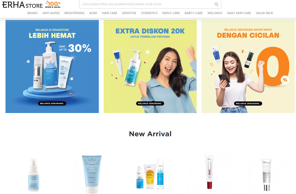 ERHA Store 印尼：皮膚和頭髮護理產品 印尼 購物網站 MeetKK