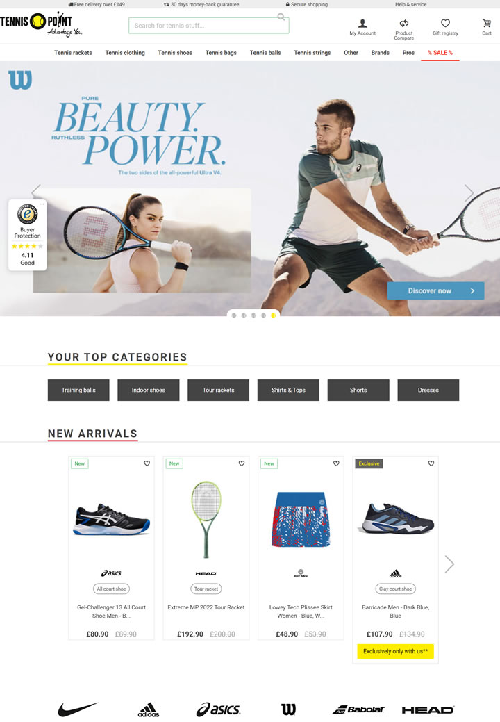 英國網球商店：Tennis-Point 英國購物網站 MeetKK